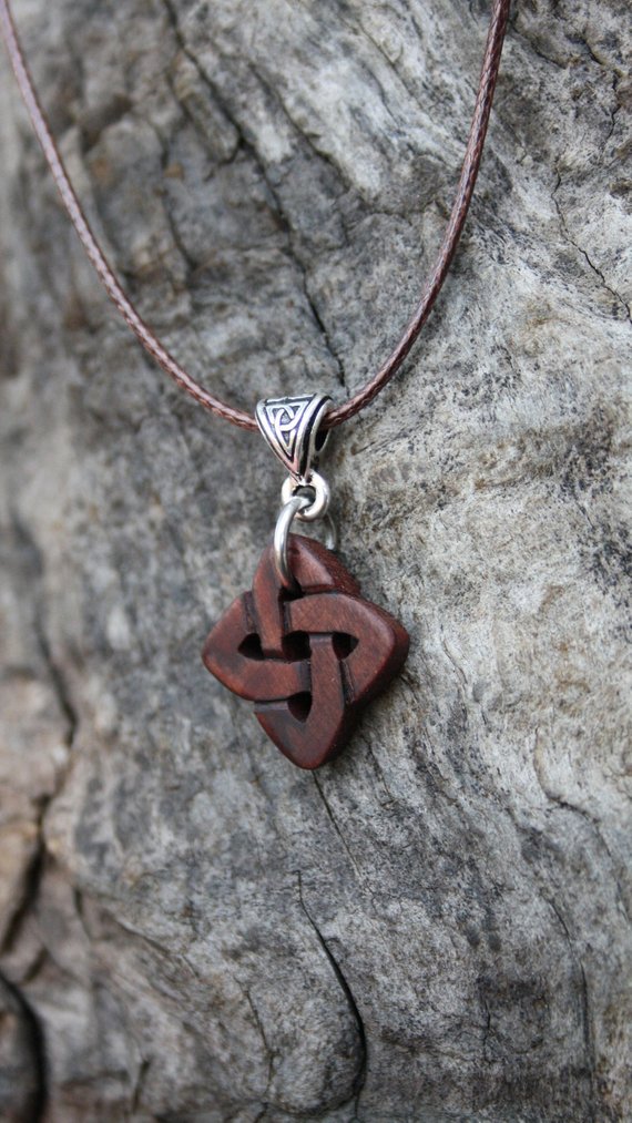 Irish Bog Yew Celtic love knot pendant